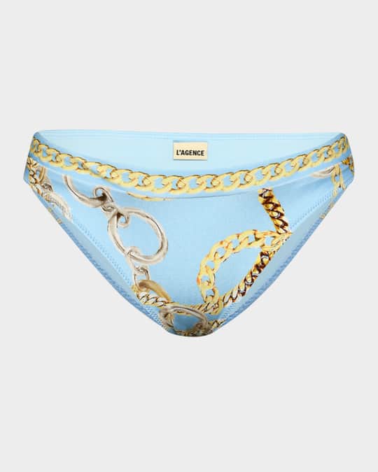 L'Agence Nicole Oversized Chain Classic Bikini Bottoms | Neiman Marcus