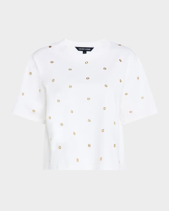 Veronica Beard Sebastian Short-Sleeve Grommet Tee | Neiman Marcus