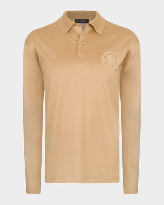Stefano Ricci Men's Embroidered Monogram Polo Sweater | Neiman Marcus
