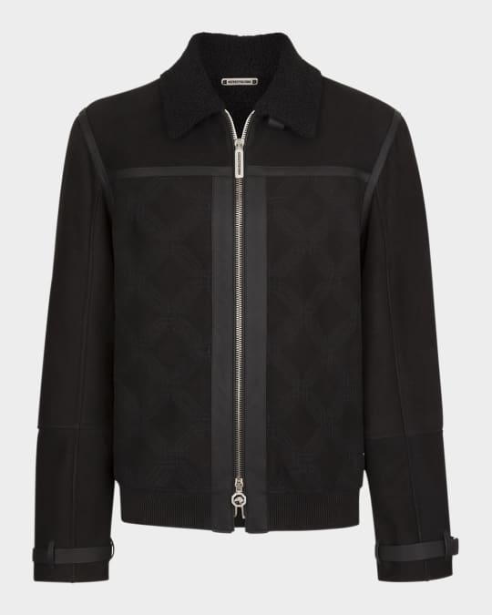 Stefano Ricci Men's Shearling-Collar Leather Jacket | Neiman Marcus