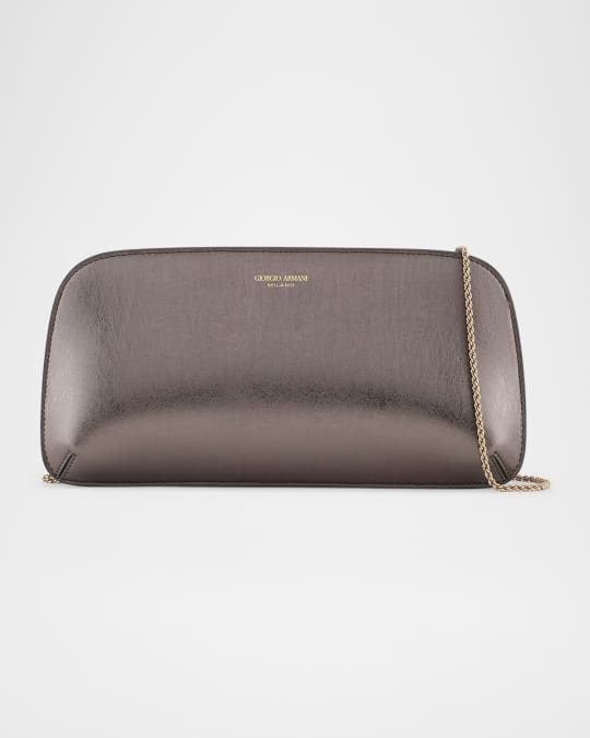 Giorgio Armani La Prima Large Metallic Leather Clutch Bag | Neiman Marcus