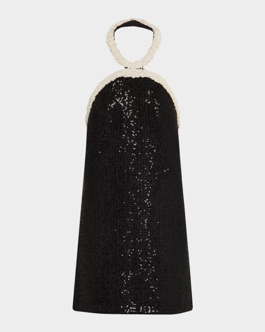 Self-Portrait Boucle Pearly-Trim Mini Dress | Neiman Marcus