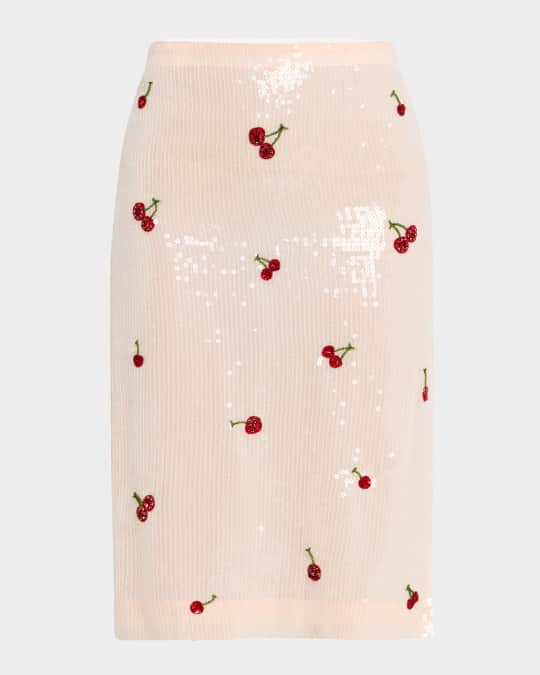 Des Phemmes Cherry Sequined Skirt | Neiman Marcus