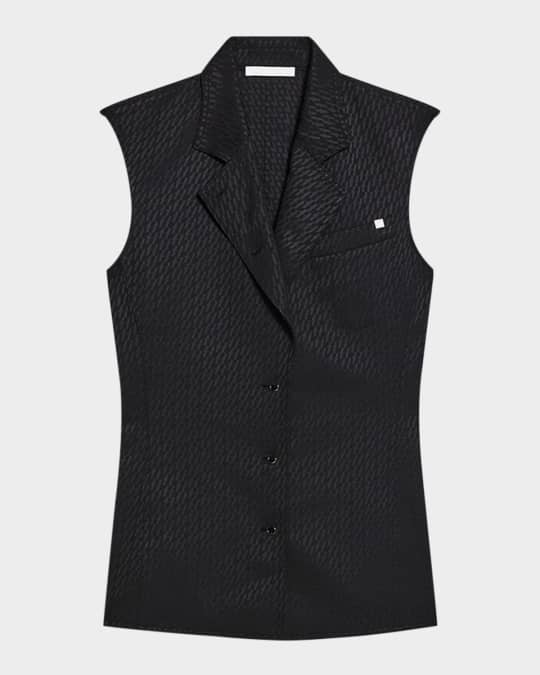 Helmut Lang Modest Logo Jacquard Vest | Neiman Marcus