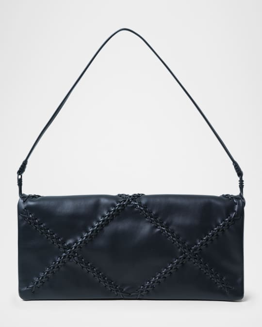 Callista Fold-Over Flap Leather Shoulder Bag | Neiman Marcus