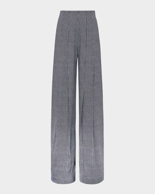 L'Agence Nova Pleated Houndstooth Pants | Neiman Marcus