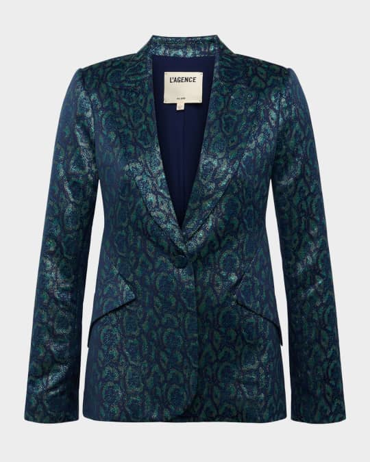 L'Agence Chamberlain Multi Leopard Jacquard Blazer | Neiman Marcus