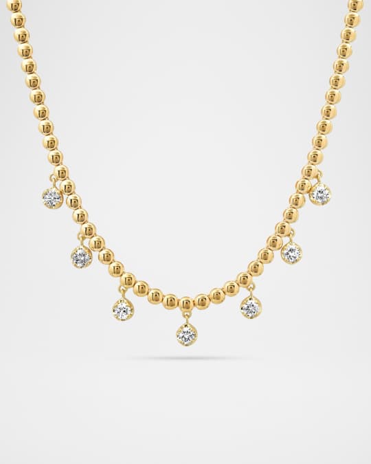 Jennifer Meyer 18K Yellow Gold Mini Bezel Tennis Necklace with Illusion ...