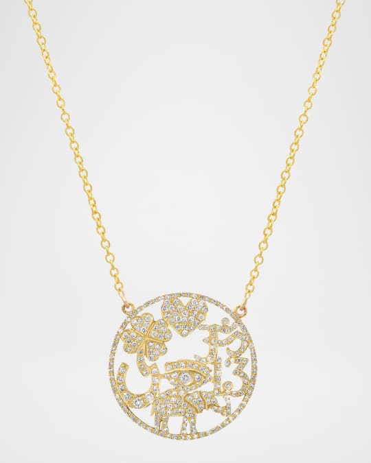 Jennifer Meyer 18K Yellow Gold Diamond Open Good Luck Necklace | Neiman ...