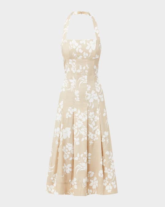 Veronica Beard Amalia Floral Halter Midi Dress | Neiman Marcus