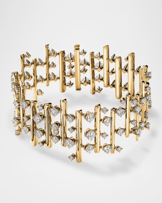 Hearts on Fire Barre Large 18K Yellow Gold Multi-Row Diamond Bracelet ...