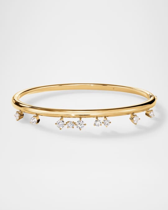 Hearts on Fire Barre 18K Yellow Gold Floating Diamond Bangle | Neiman ...
