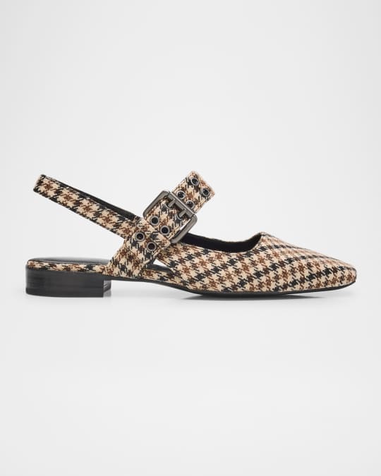 Rag & Bone Astra Houndstooth Buckle Slingback Flats | Neiman Marcus