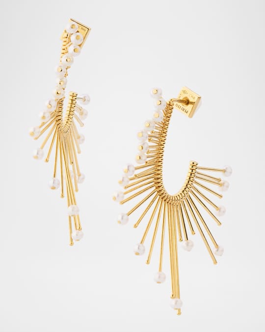 Peruffo Slide 18K Yellow Gold Pearl Mullet Earrings | Neiman Marcus