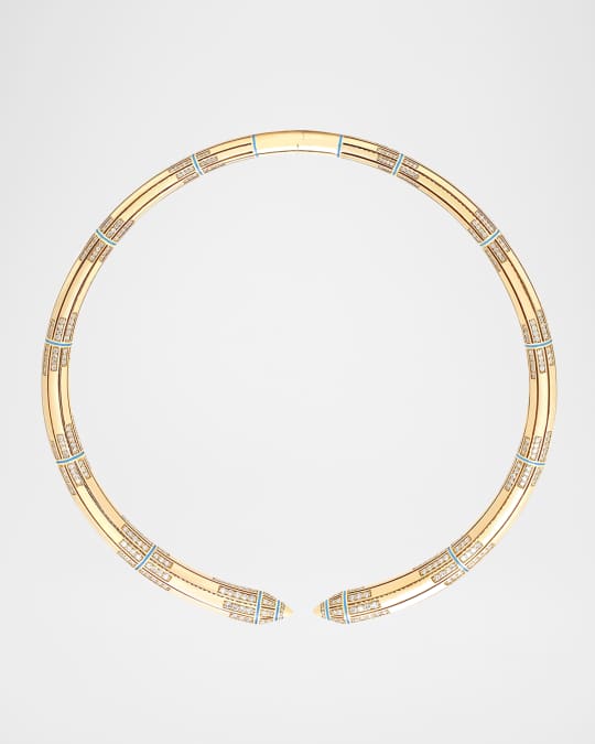 Al Zain Jewelry 18K Yellow Gold Woven Choker Necklace with Turquoise ...