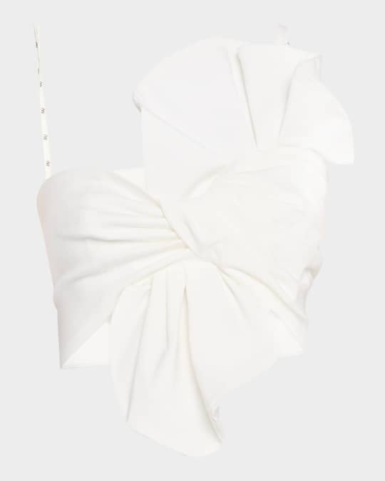 JBQ Oyster Twist-Front Crop Top | Neiman Marcus