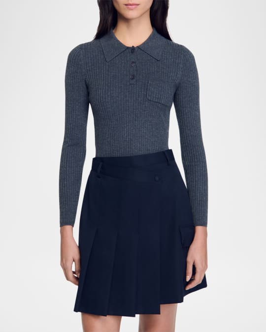 Sandro Harry Marled Polo Sweater | Neiman Marcus