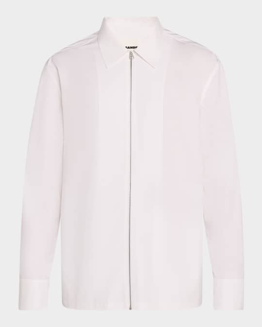 Jil Sander Men's Boxy Full-Zip Overshirt | Neiman Marcus