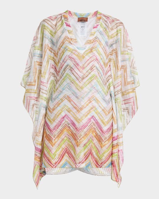 Missoni Multicolor Chevron Short Caftan Coverup | Neiman Marcus