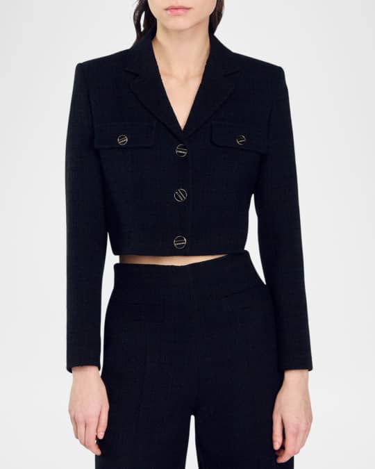 Sandro Edma Tweed Tailored Crop Blazer | Neiman Marcus
