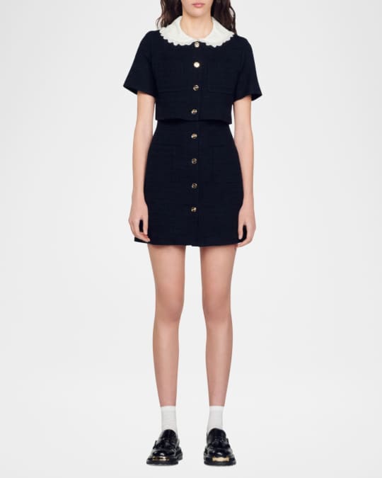 Sandro Faustine Short Tweed Trompe L'œil Dress | Neiman Marcus
