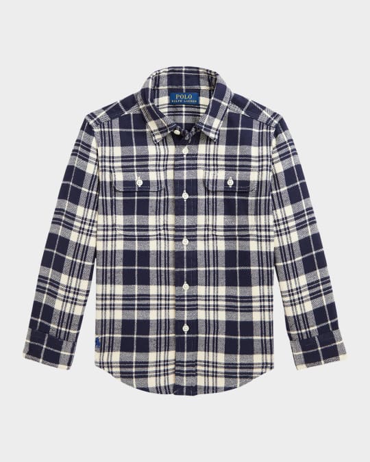 Polo Ralph Lauren Boy's Brushed Flannel-Print Sport Shirt, Size S-XL ...