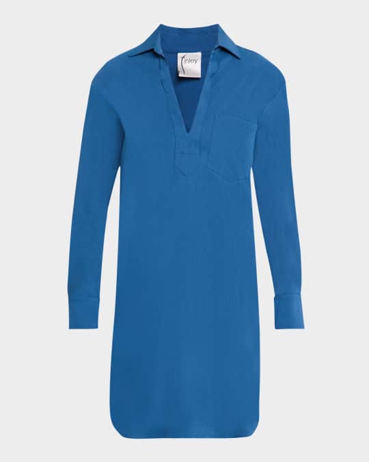 Finley Julia Deep V-Neck Stretch Shirtdress | Neiman Marcus