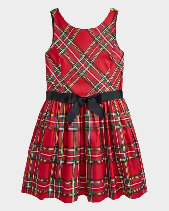 Polo Ralph Lauren Girl's Plaid-Print Festive Bow Dress, Size 2-6X ...
