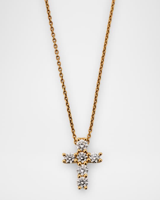 Lisa Nik Talisman 18K White Gold Diamond Mini Cross Pendant Necklace ...