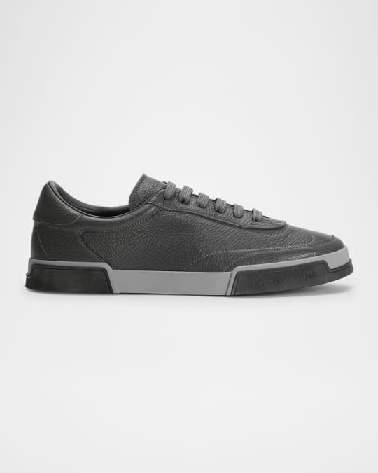 Dolce&Gabbana Men's Grained Leather Low-Top Sneakers | Neiman Marcus