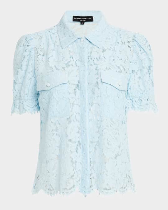 Generation Love Mina Lace Button-Front Shirt | Neiman Marcus