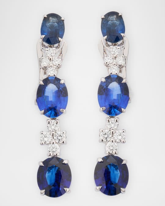 Piranesi 18K White Gold Blue Sapphire and Diamond Drop Earrings ...