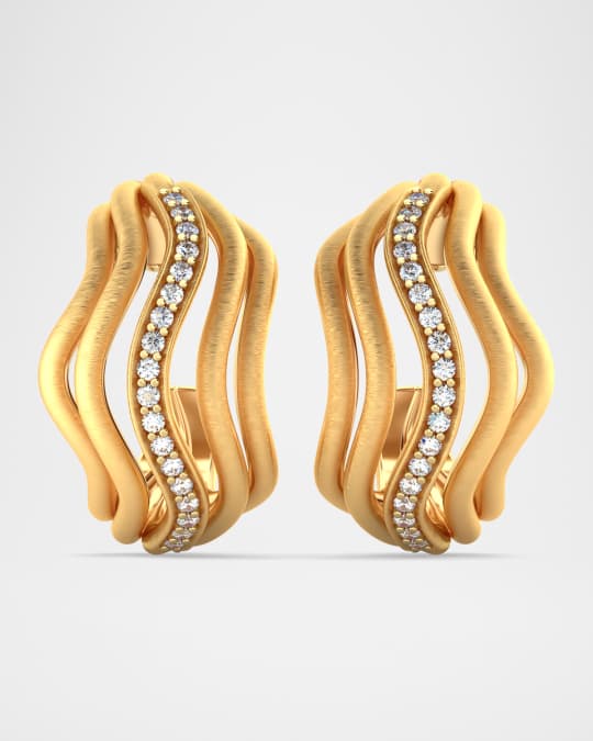 Jamie Turner 18K Yellow Gold Sierra Huggie Earrings with Diamonds ...