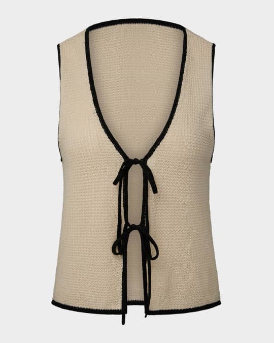 Onia Linen Knit Tie-Front Tank Top | Neiman Marcus