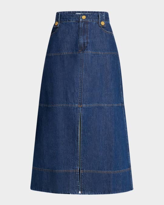 Tanya Taylor Hudie A-Line Denim Skirt | Neiman Marcus