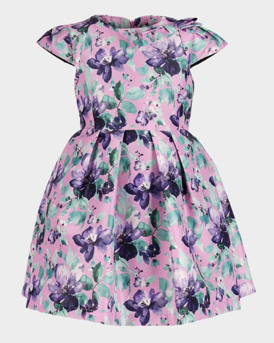 Mama Luma Girl's Aquarela Floral-Print Pleated Dress, Size 3T-12 ...