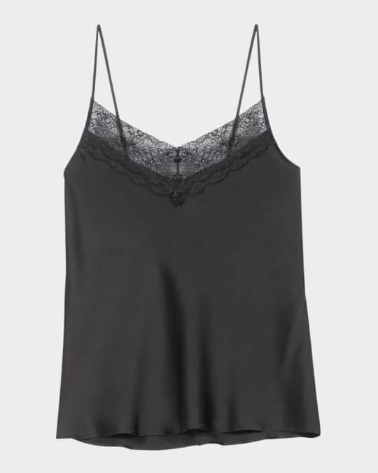 Maje Leana Lace-Trim Satin Camisole | Neiman Marcus