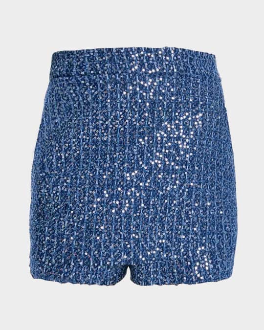 Maje Ialania Sequined Tweed-Effect Denim Skort | Neiman Marcus