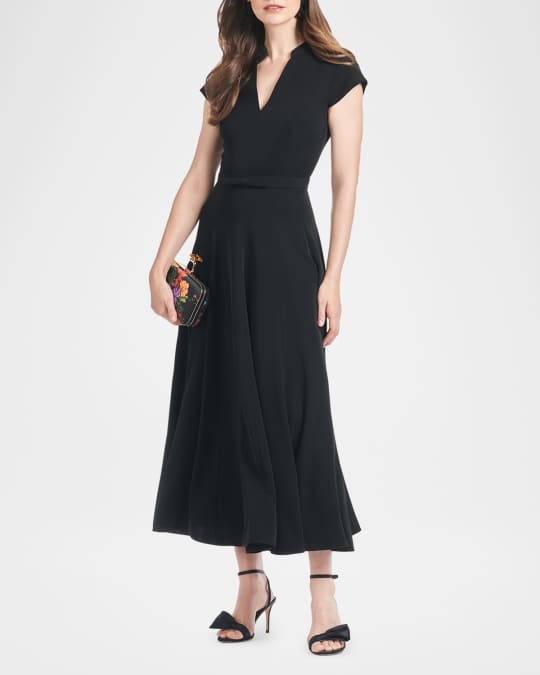 Sachin & Babi Marin Belted Cap-Sleeve Midi Dress | Neiman Marcus