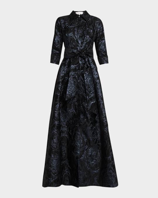 Rickie Freeman for Teri Jon A-Line Metallic Jacquard Shirt Gown ...
