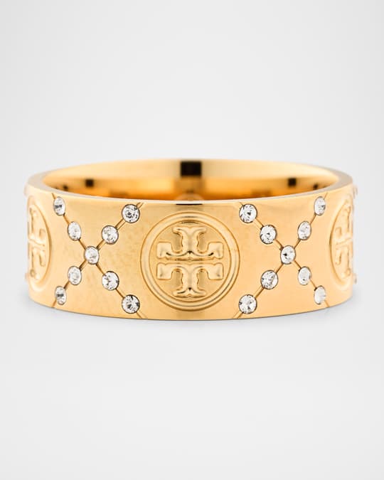 Tory Burch T Monogram Pavé Ring, Size 7 | Neiman Marcus