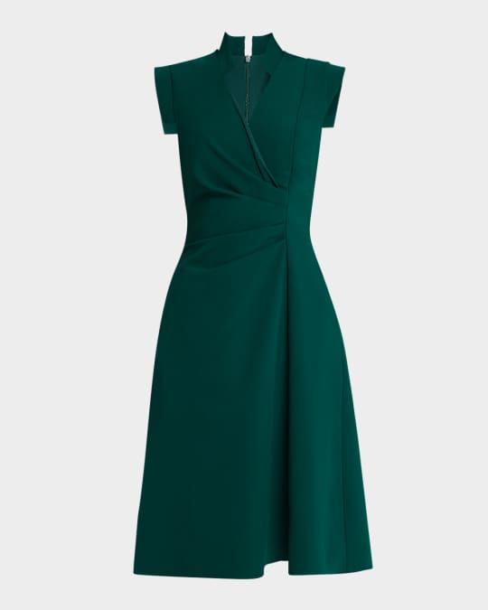 Black Halo Bruna Sleeveless Pleated A-Line Dress | Neiman Marcus