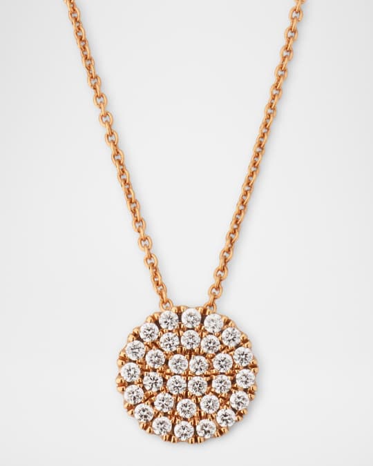 Lisa Nik Sparkle 18K Rose Gold Petite Diamond Disc Pendant Necklace ...