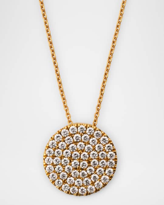 Lisa Nik Sparkle 18K Yelllow Gold Diamond Disc Pendant Necklace ...