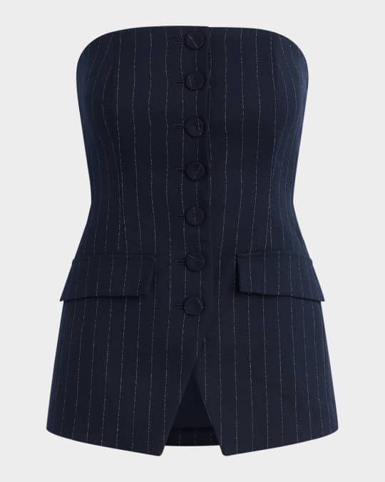 Favorite Daughter The Phoebe Pinstripe Bustier Top | Neiman Marcus