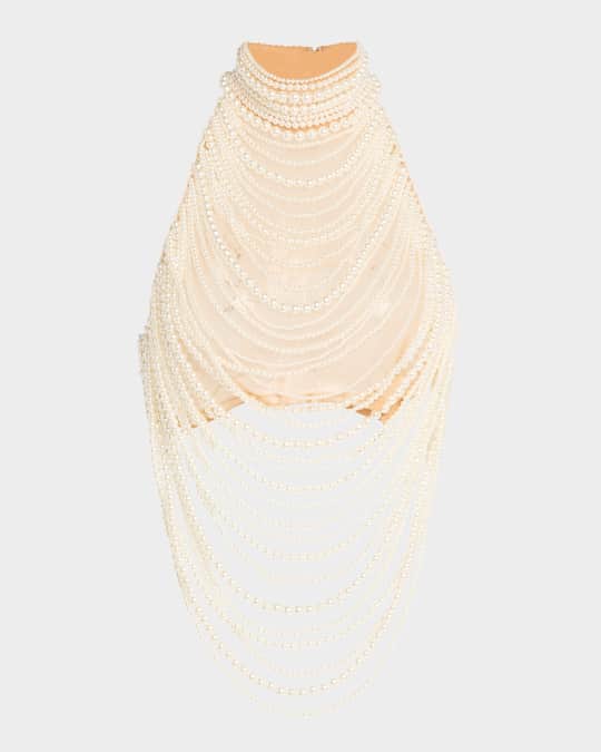 Retrofete Elsie Draped Pearl Top | Neiman Marcus