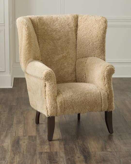 Old Hickory Tannery Tanal Sheepskin Wing Chair | Neiman Marcus