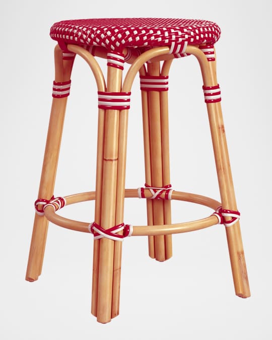 Butler Specialty Co Tobias 24" Rattan Counter Stool, Red/White Dot ...