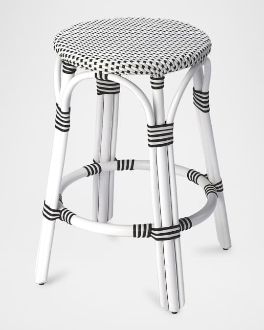 Butler Specialty Co Tobias 24" Rattan Counter Stool, White/Black Dot ...