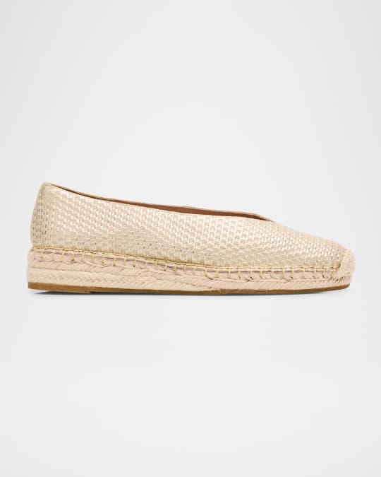 Eileen Fisher Petals Metallic Leather Wedge Espadrilles | Neiman Marcus
